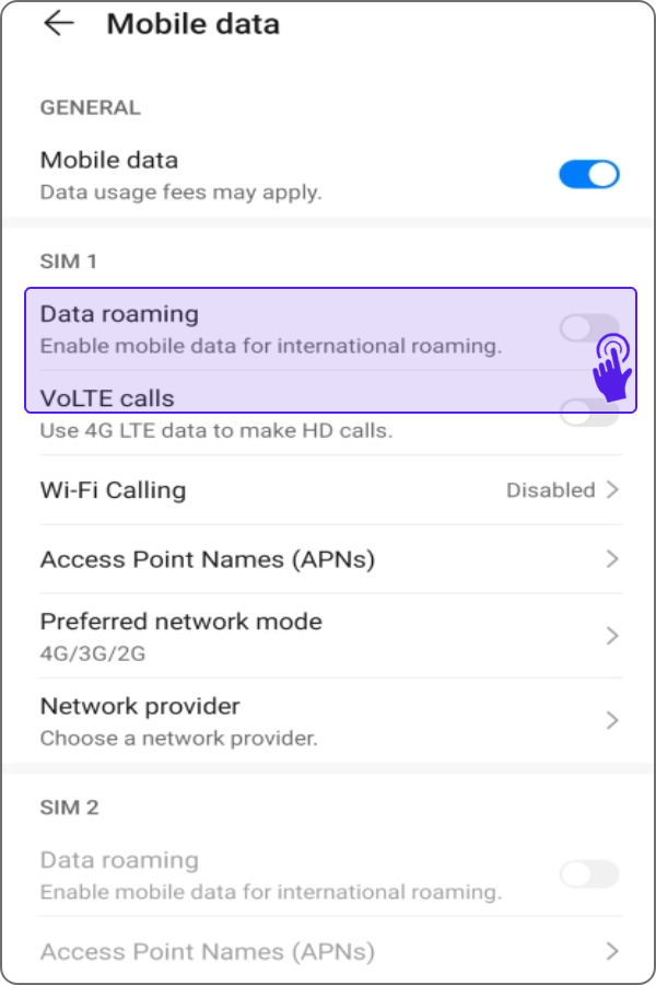 Включване на мобилни данни в роуминг - Настройки за мобилен интернет и ...